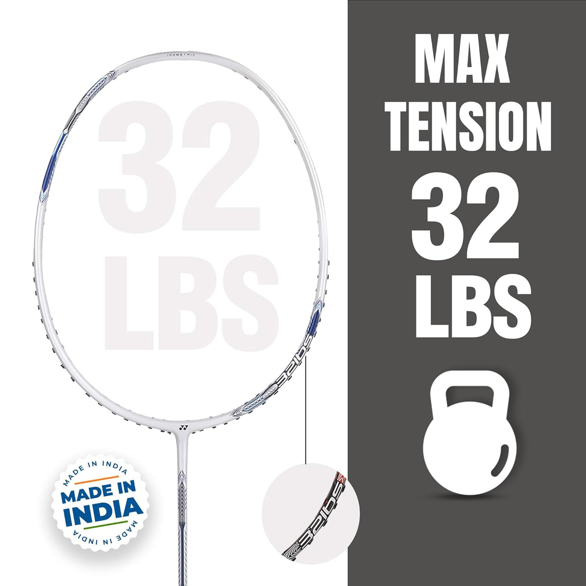 YONEX Astrox Attack 9 Badminton Racket (G4, 4U PEARL WHITE) | sppartos