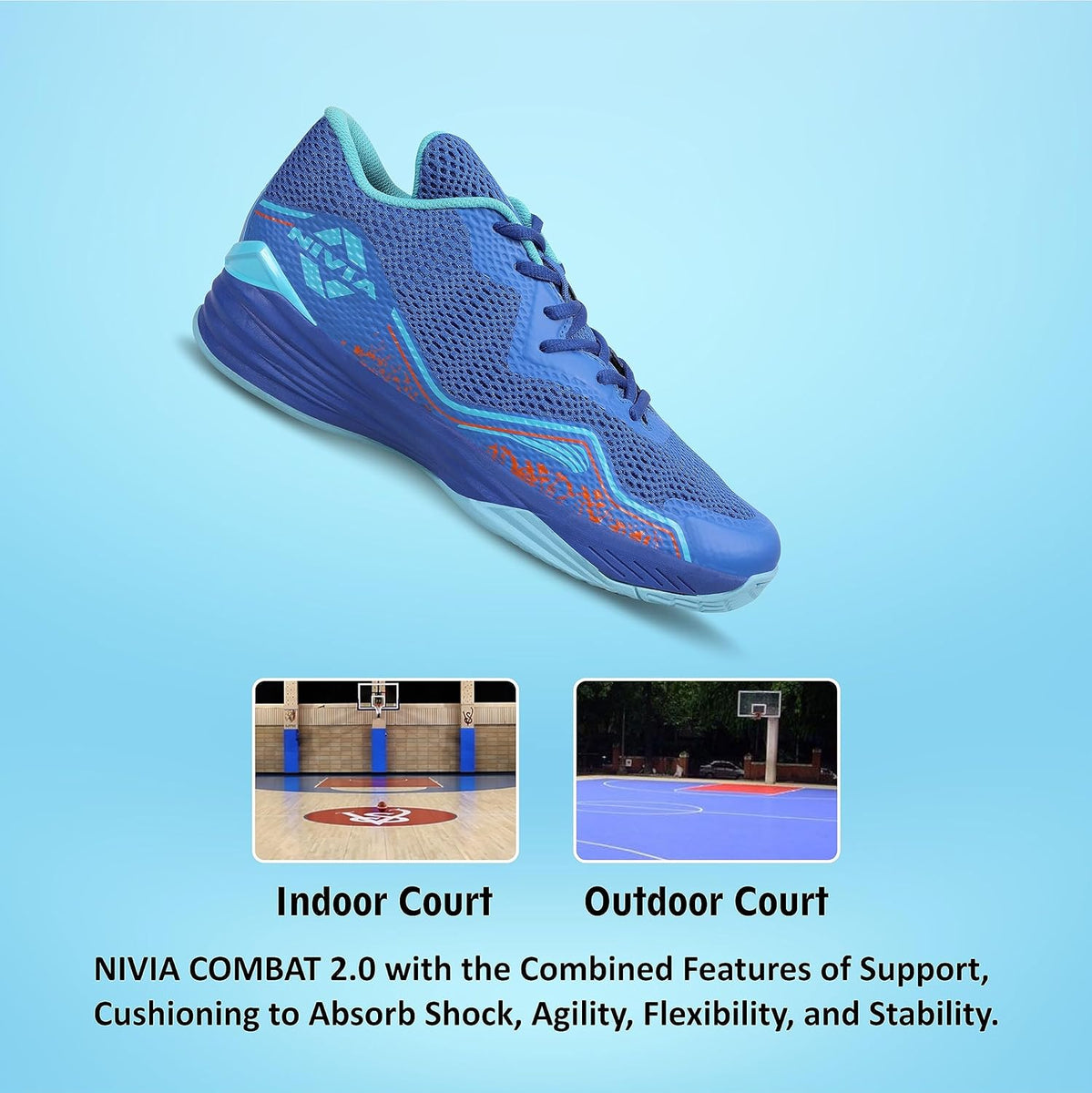 Nivia Warrior 2.0 Basketball Shoes with Soft Cushion EVA Inner Insole ...